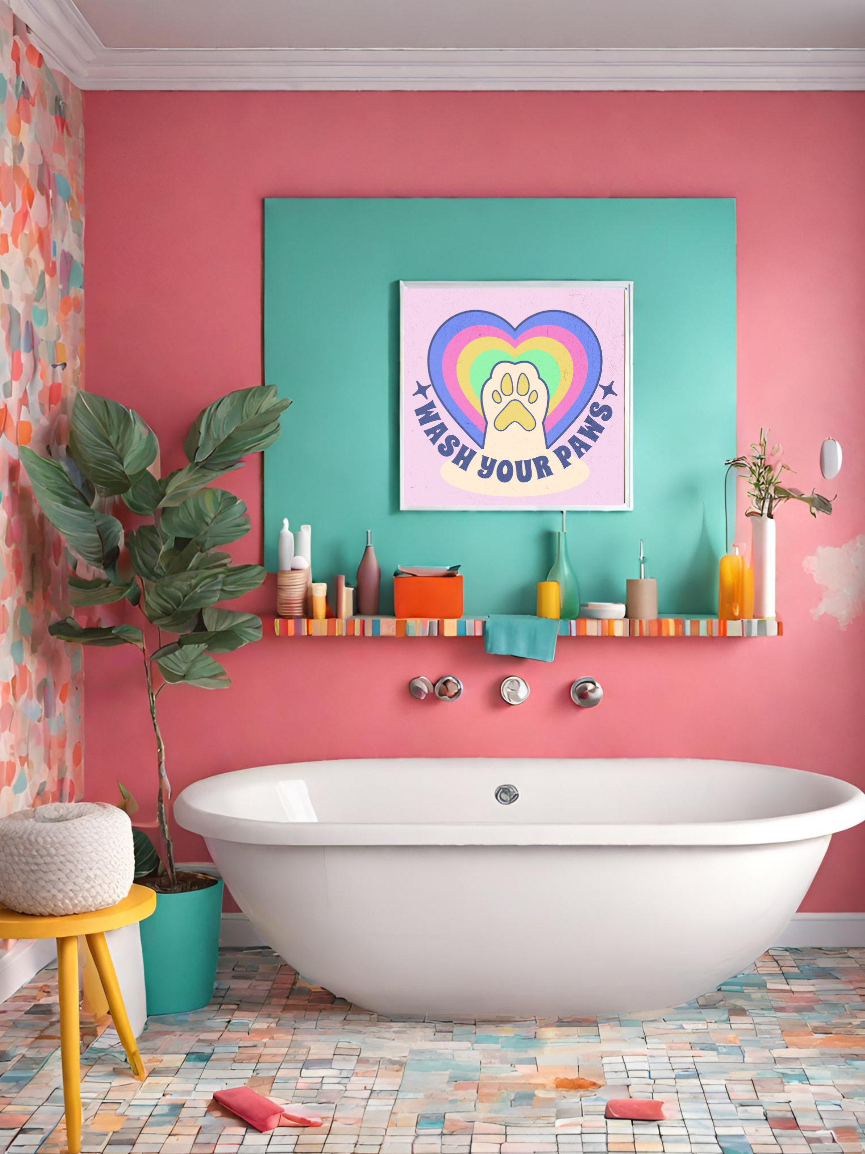 DIY Bathroom Wall Art - Free Printables for Colorful Decor - Amber Oliver